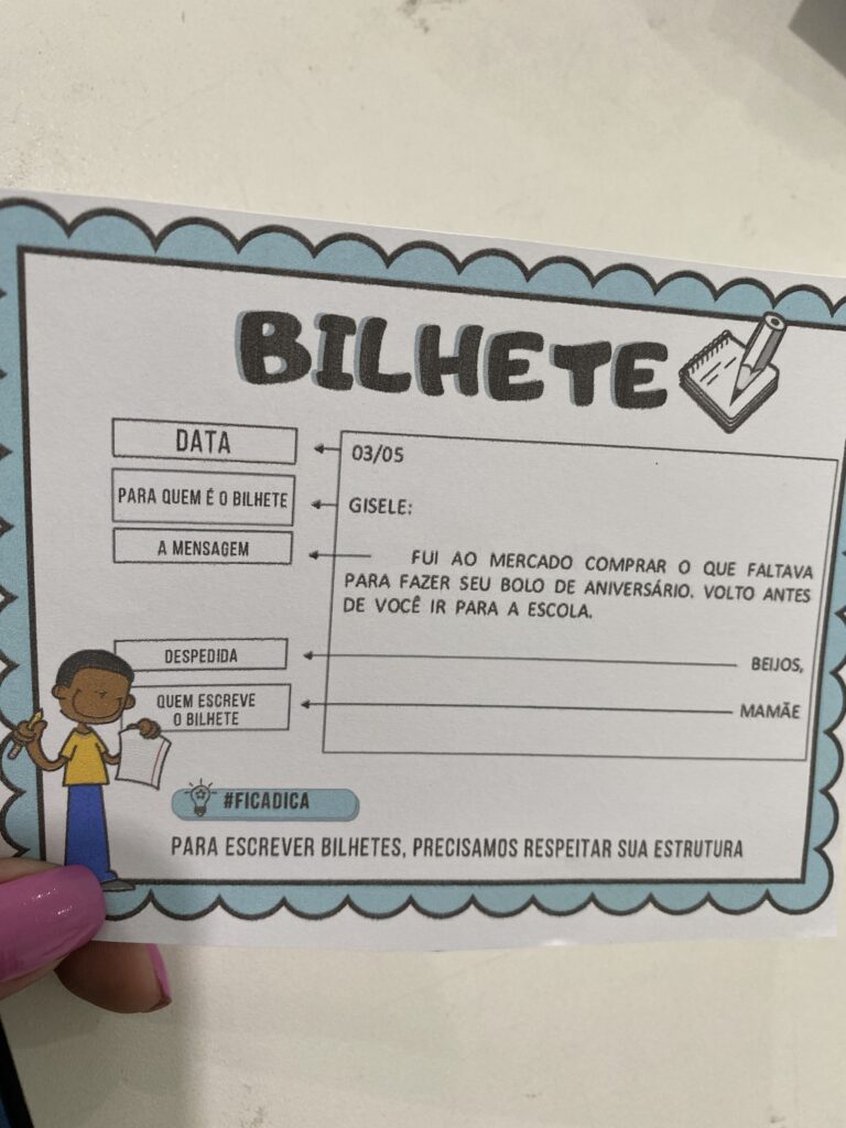 SEQUÊNCIA BILHETE – Sala da Tia Jéssica – Materiais pedagógicos